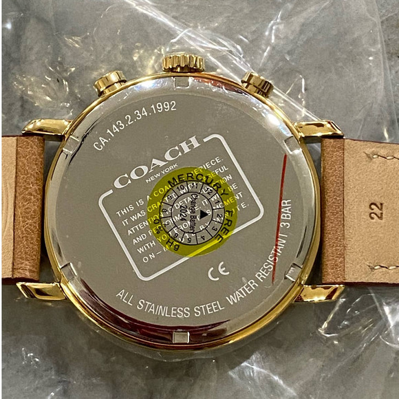 Coach | Accessories | Coach Mens Harrison Camel Leather Strap Watch ...